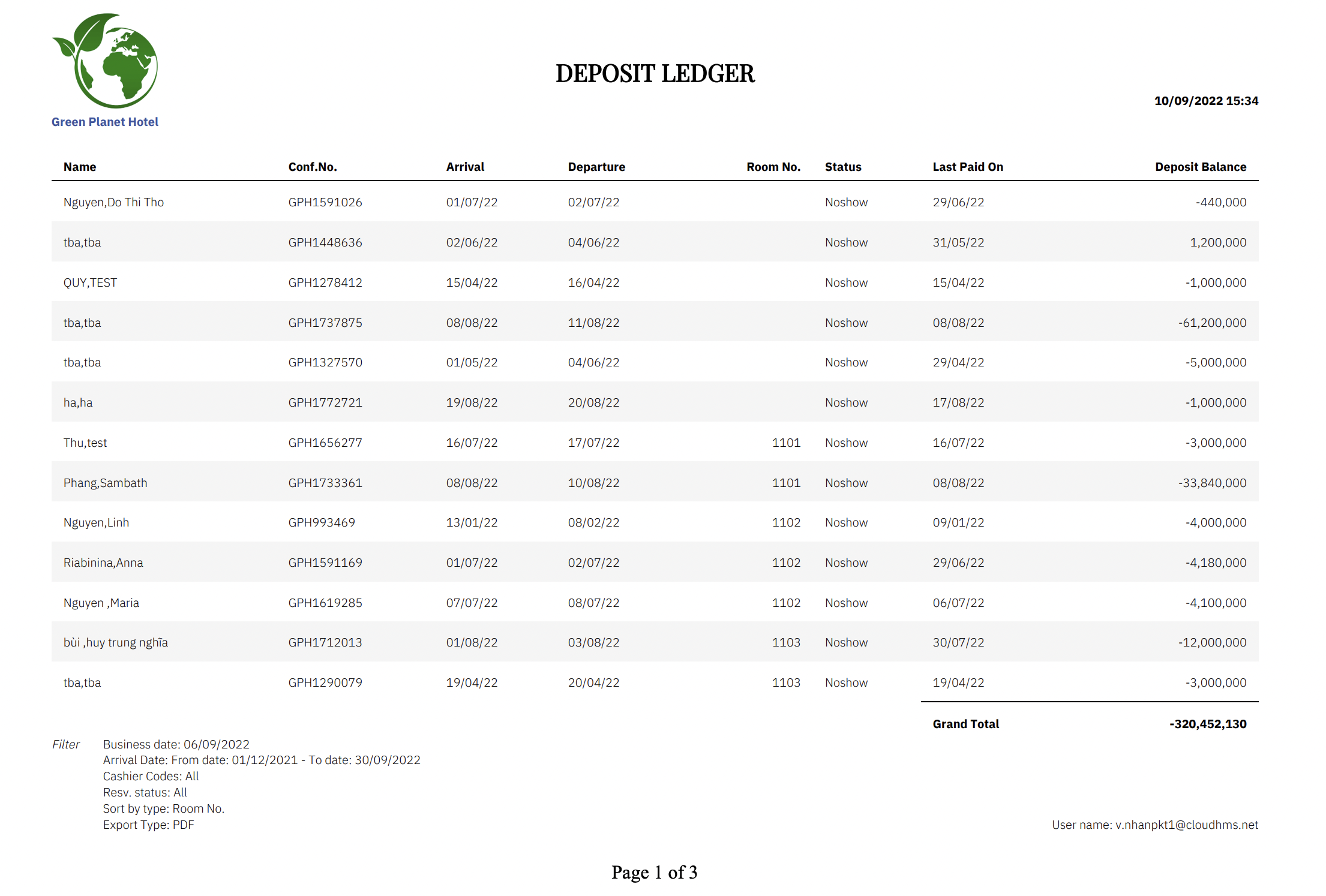 [Eng] Deposit Ledger