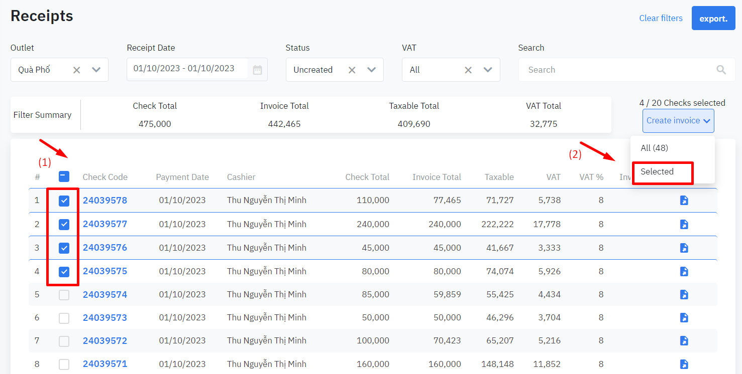 [Eng] FnB - Create Invoice