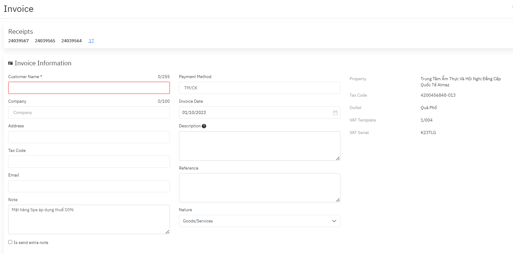 [Eng] FnB - Create Invoice