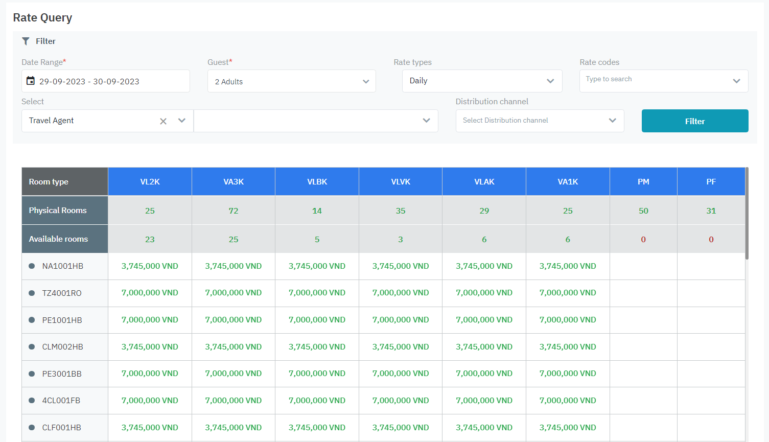 Rate Query (រកមើលតម្លៃបន្ទប់)