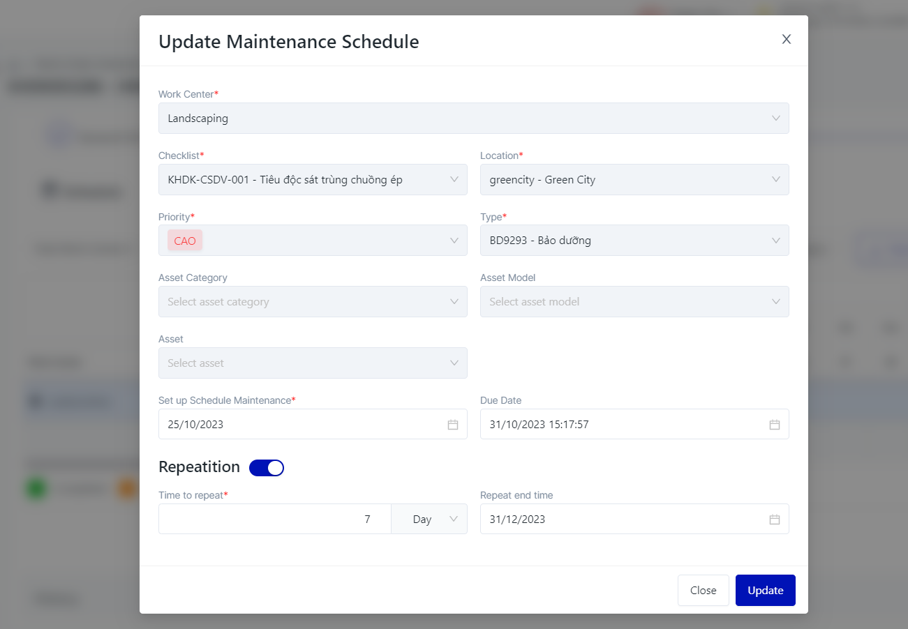 [Eng] Work Orders Schedules