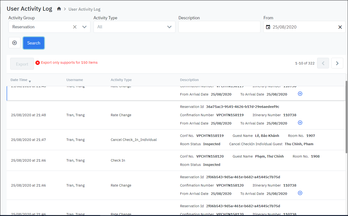 User Activity Log (ประวัติการทำงานของผู้ใช้)