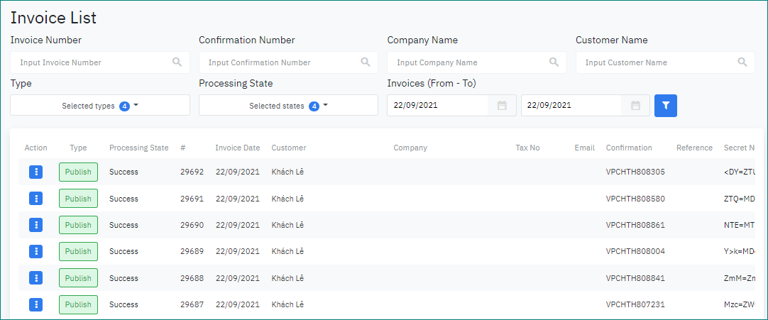 Invoice List (ติดตามใบแจ้งหนี้)