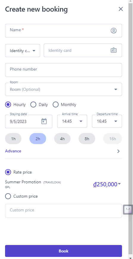 [ENG] Create a new booking